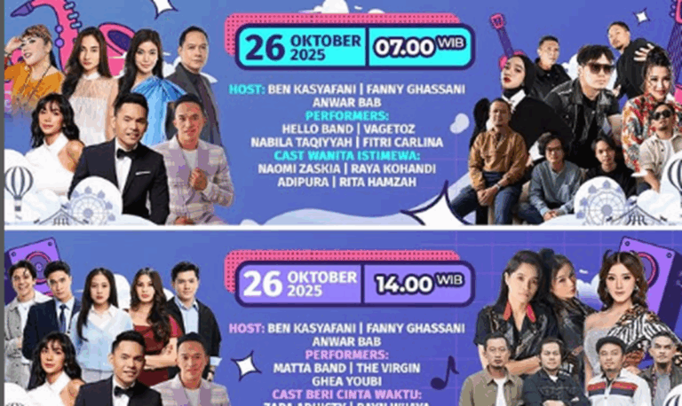 Jadwal Acara SCTV, Minggu 26 Oktober 2025: Karnaval SCTV, Beri Cinta ...